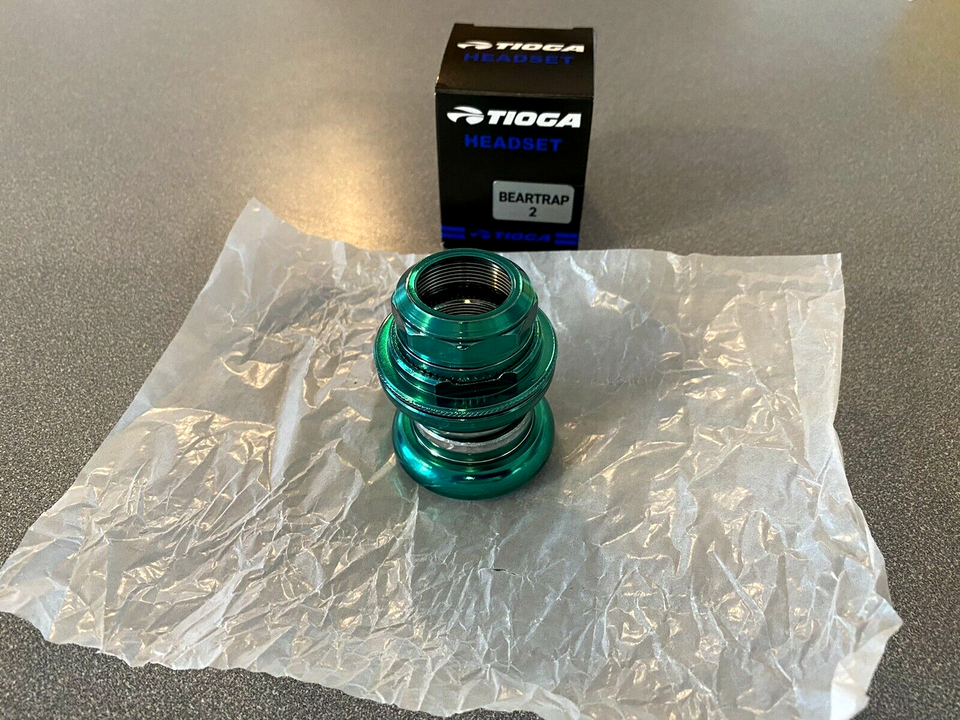 OLD SCHOOL BMX TIOGA BEARTRAP 2 HEADSET CANDY GREEN 1" threaded NEW ...
