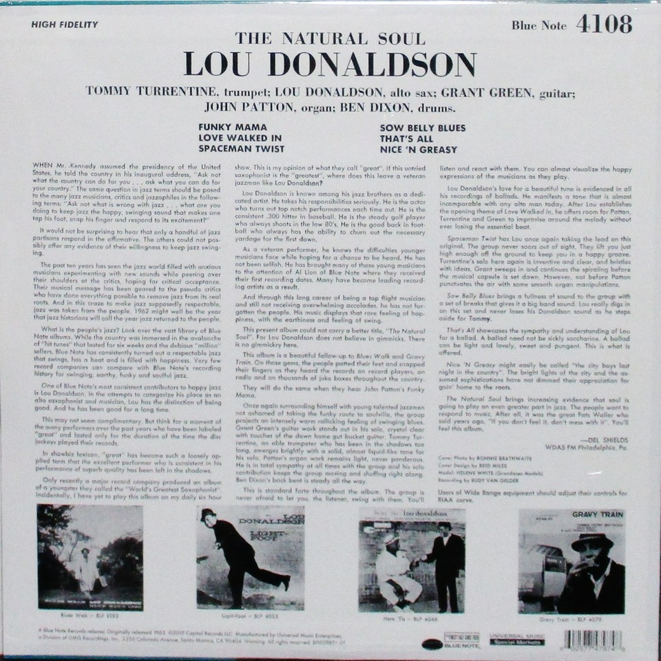LOU DONALDSON - THE NATURAL SOUL - SOUL JAZZ / HARD BOP - 190 GRAM MINT ...
