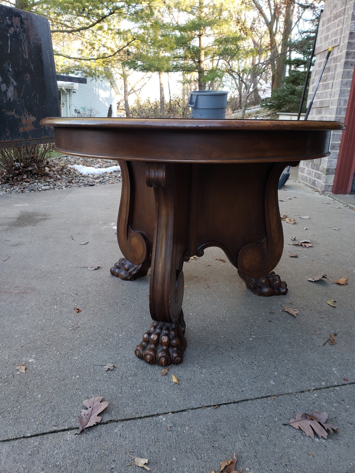 German Made 39in Walnut Entry Way Foyer Table Round Walnut | eBay