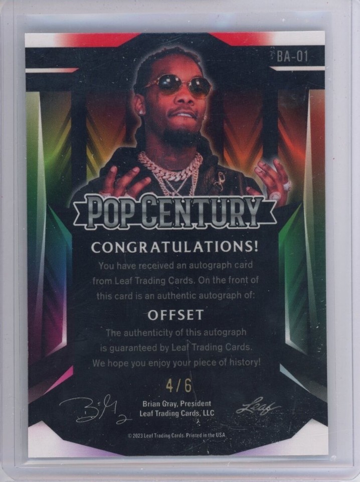 2023 Leaf Pop Century Offset Pro Set Raps SP #4/6 Pink Auto Autograph ...