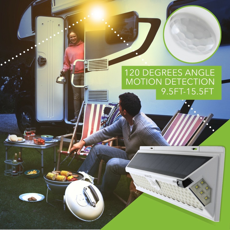 LED RV Motion Sensor Solar Exterior Porch Utility Light Fixture 120 LED ...