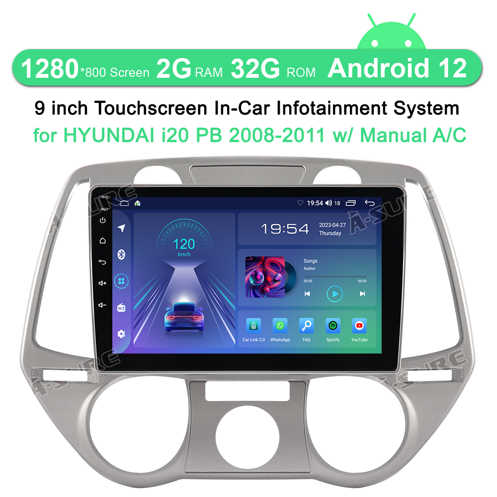 9'' Android 12 Stereo Carplay GPS Radio For Hyundai i20 Manual AC PB ...