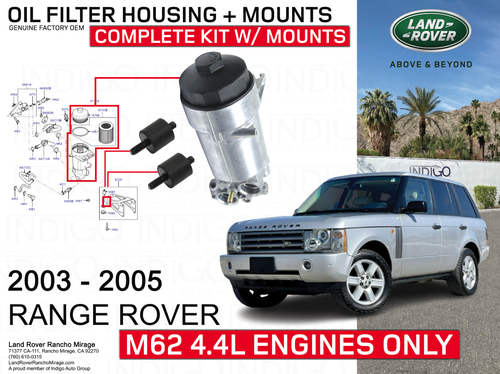 Range Rover L322 M62 Engine Oil Filter Housing with Cap + Mounts OEM ...