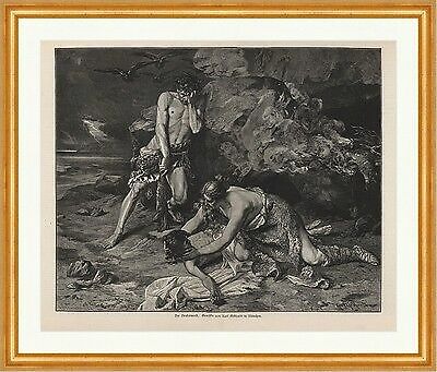 Der Brudermord Karl Gebhardt Kampf Eifersucht Trauer Küste Holzstich C ...