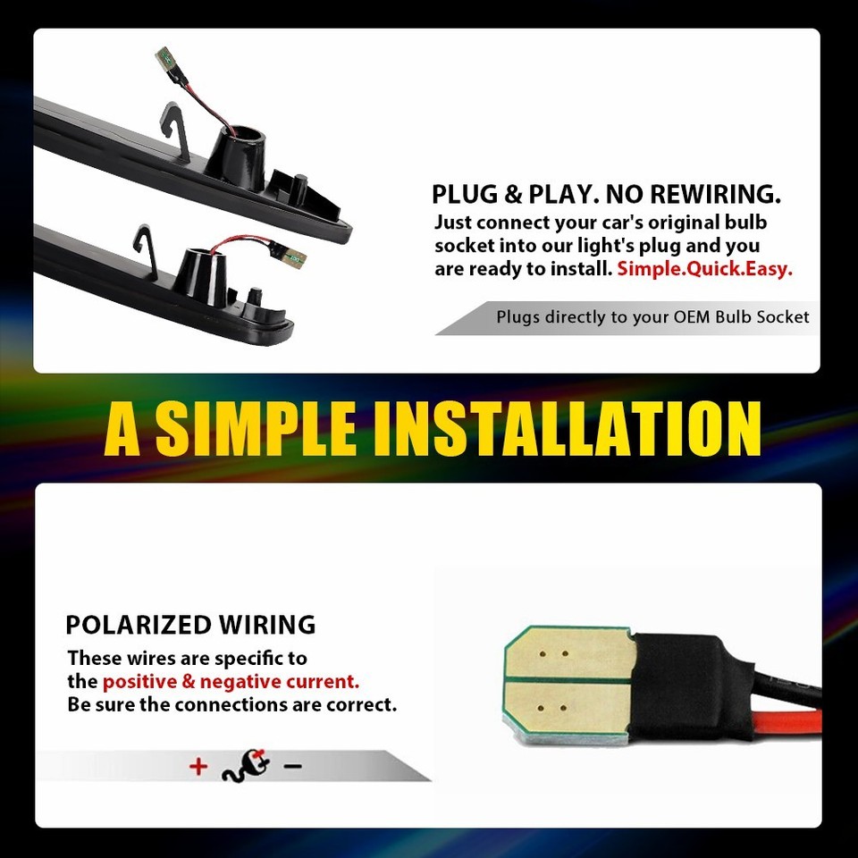 For 2005-13 Chevy Corvette C6 Smoked Cold White LED Front Rear Side ...