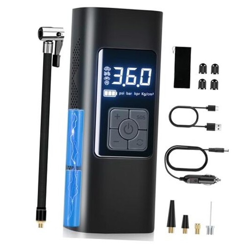 Tire Inflator Portable Air Compressor, 6000mAh & 12v Portable Air Pump ...