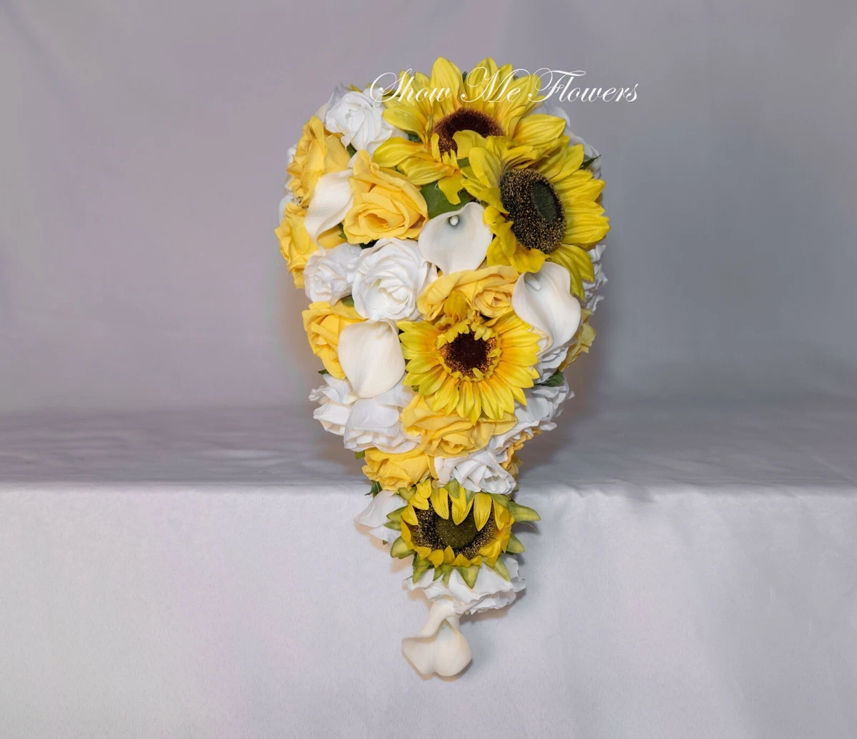 Sunflower And White Rose Bouquet
