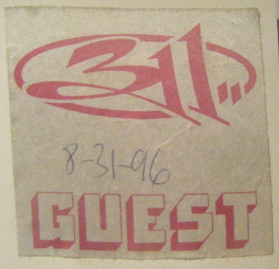 311 RARE 1996 TOUR BACKSTAGE SATIN CLOTH PASS GUEST CHARLESTON SC MUSIC ...