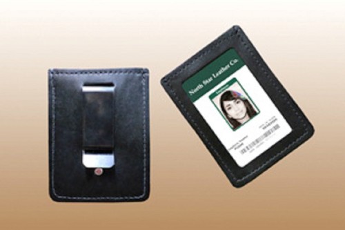 Leather Badge Holder with Belt or Pocket Clip Black NWOT Made in USA ...