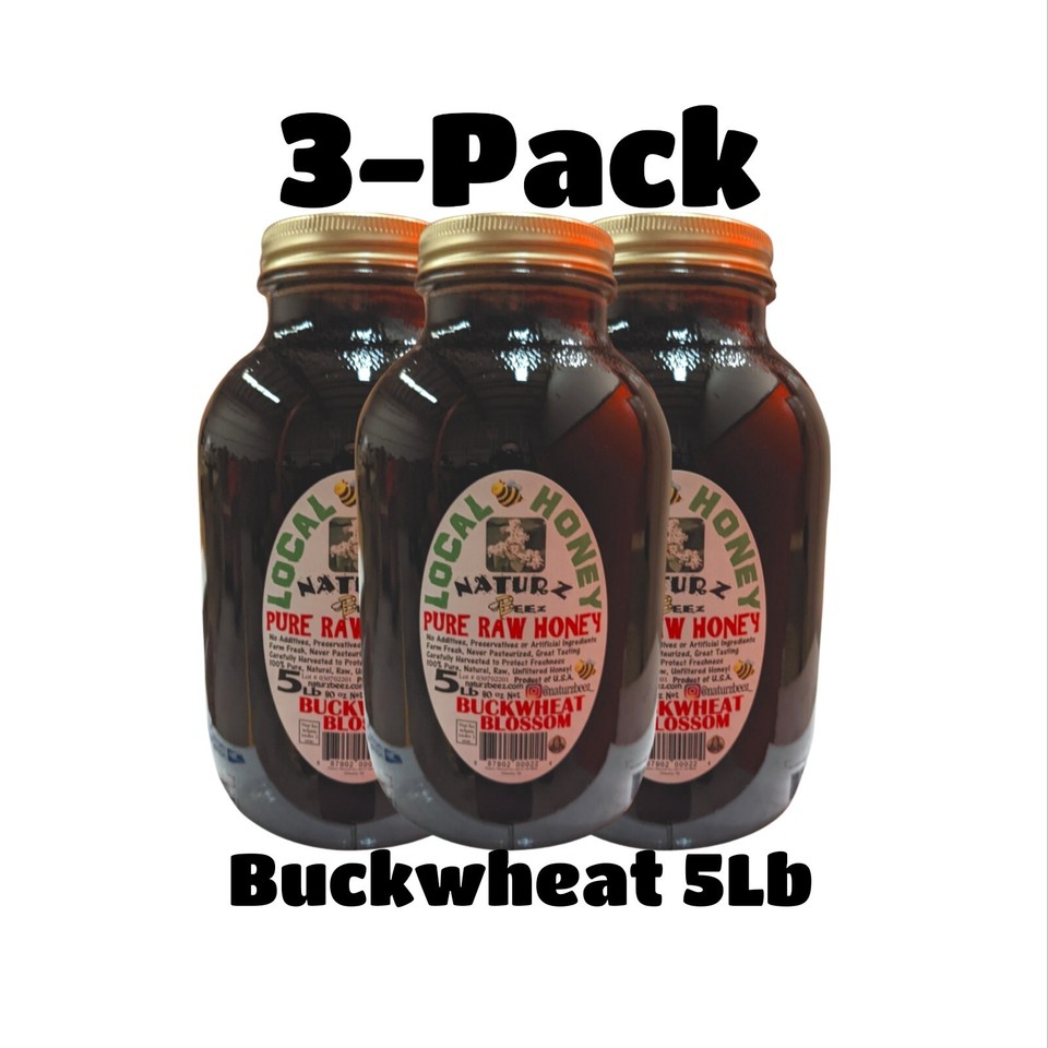 BUCKWHEAT HONEY 3-Pack 5 LBS Each 100% PURE RAW UNFILTERED HONEY 15LB ...
