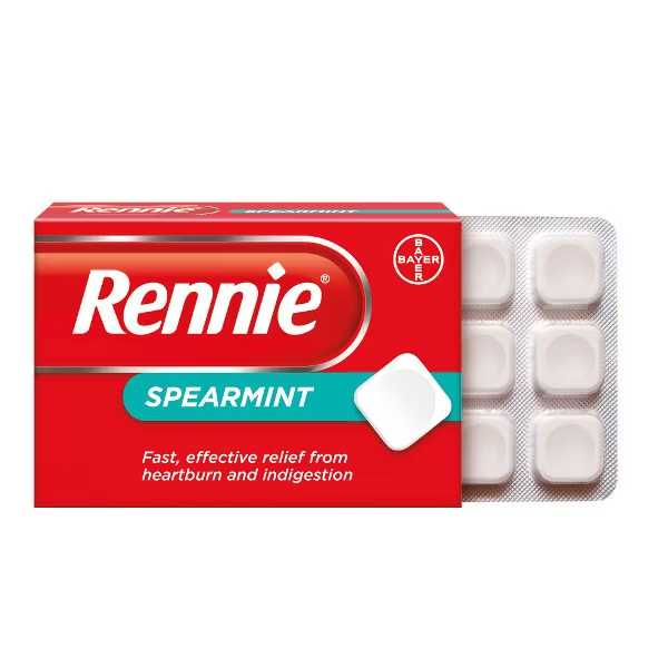 Rennie Spearmint 96 Chewable Tablets - Heartburn & Indigestion ...