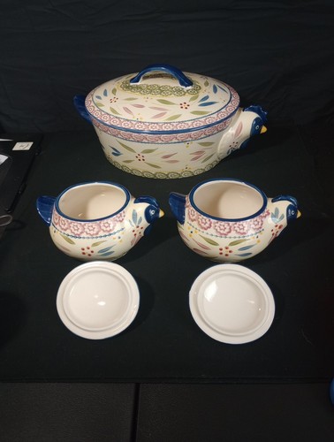 Set Of 3 Confetti Old World Pattern Chicken Ovenware Temp-tations by ...