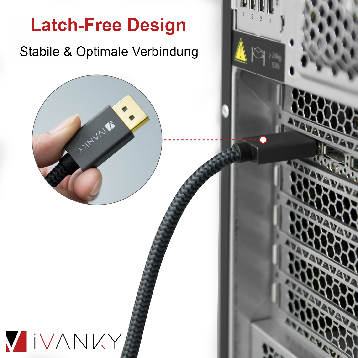 IVANKY 2m DisplayPort auf HDMI Kabel für 2K Full HD TV zu LCD Beamer PC ...