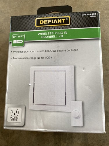 Defiant Wireless Plug-in Doorbell Kit with 1 Push Button/White/1008 626 ...