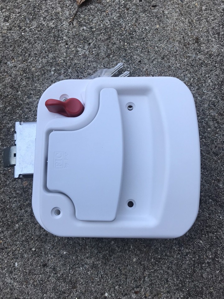 White Paddle Entry Door Latch RV Camper Trailer Lock NEW Fastec FIC ...