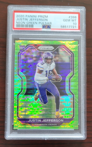 2020 Prizm Justin Jefferson Neon Green Pulsar Prizm Rookie #398 PSA 10 ...