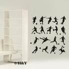 18 PCs Soccer Football Players Wall Art Stickers Removable Vinyl Sports ...