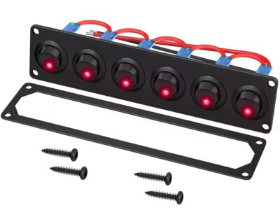 6 Gang Rocker Switch Panel Box Waterproof 12V ON/Off Switch with Led ...