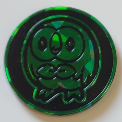 POKEMON TCG PLASTIC GREEN HOLOFOIL ROWLET COIN | eBay