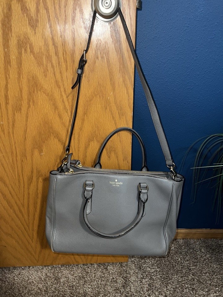 Kate Spade New York Gray Pebbled Satchel Gold Hardware Detachable Strap ...