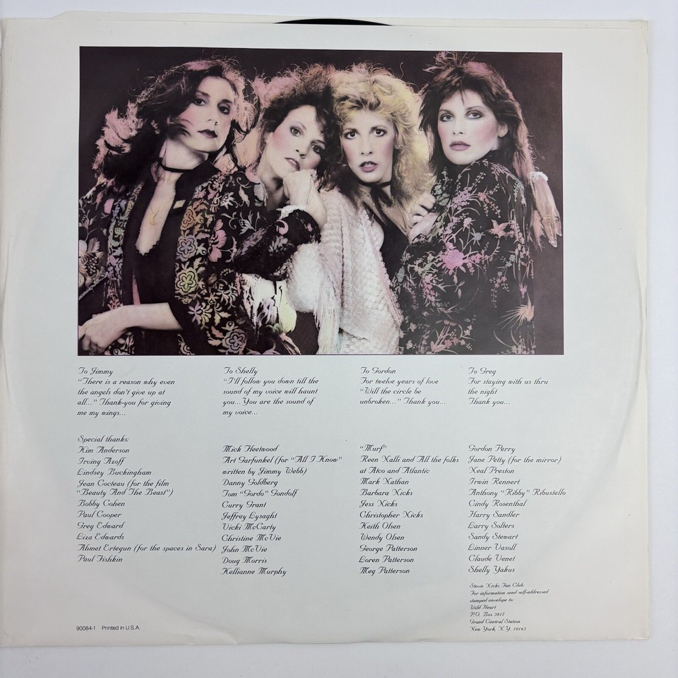 STEVIE NICKS THE WILD HEART 1983 LP "I WILL RUN TO YOU" FEAT TOM PETTY ...