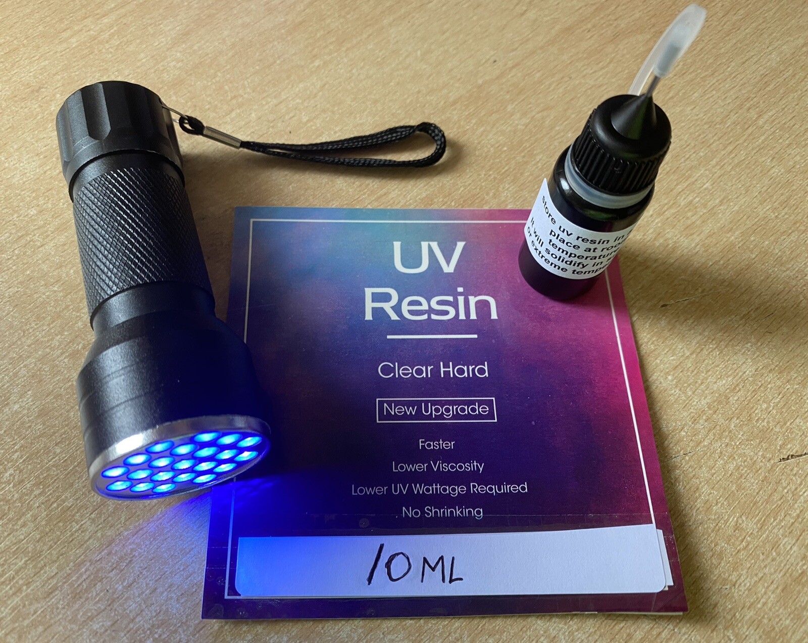 10ML FLY TYING CLEAR UV RESIN, GLUE LIGHT & 21 LED UV TORCH WITH FREE ...