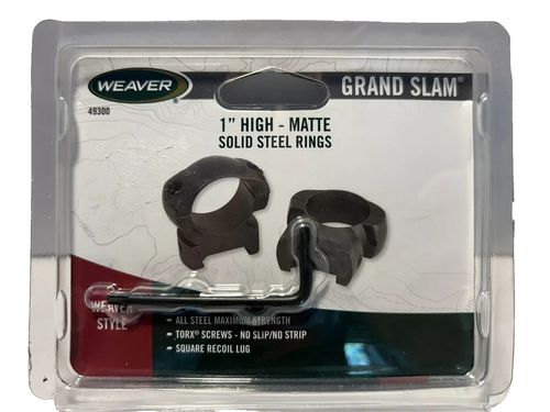 Weaver Grand Slam Scope Mounts 1" High Matte Black Solid Steel Rings Up ...