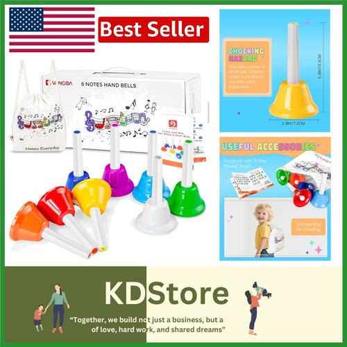 Color-Coded 8 Note Handbells Set with Songbook – Fun & Educational for ...