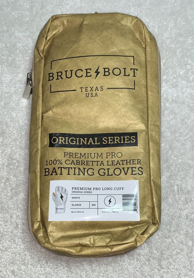 BRUCE BOLT ORIGINAL PREMIUM PRO LONG CUFF BASEBALL BATTING GLOVES XL ...