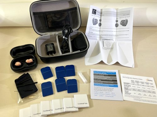 Starkey 24 Custom Fit Hearing Aids W/ Charger Tested Wax Filters USB ...