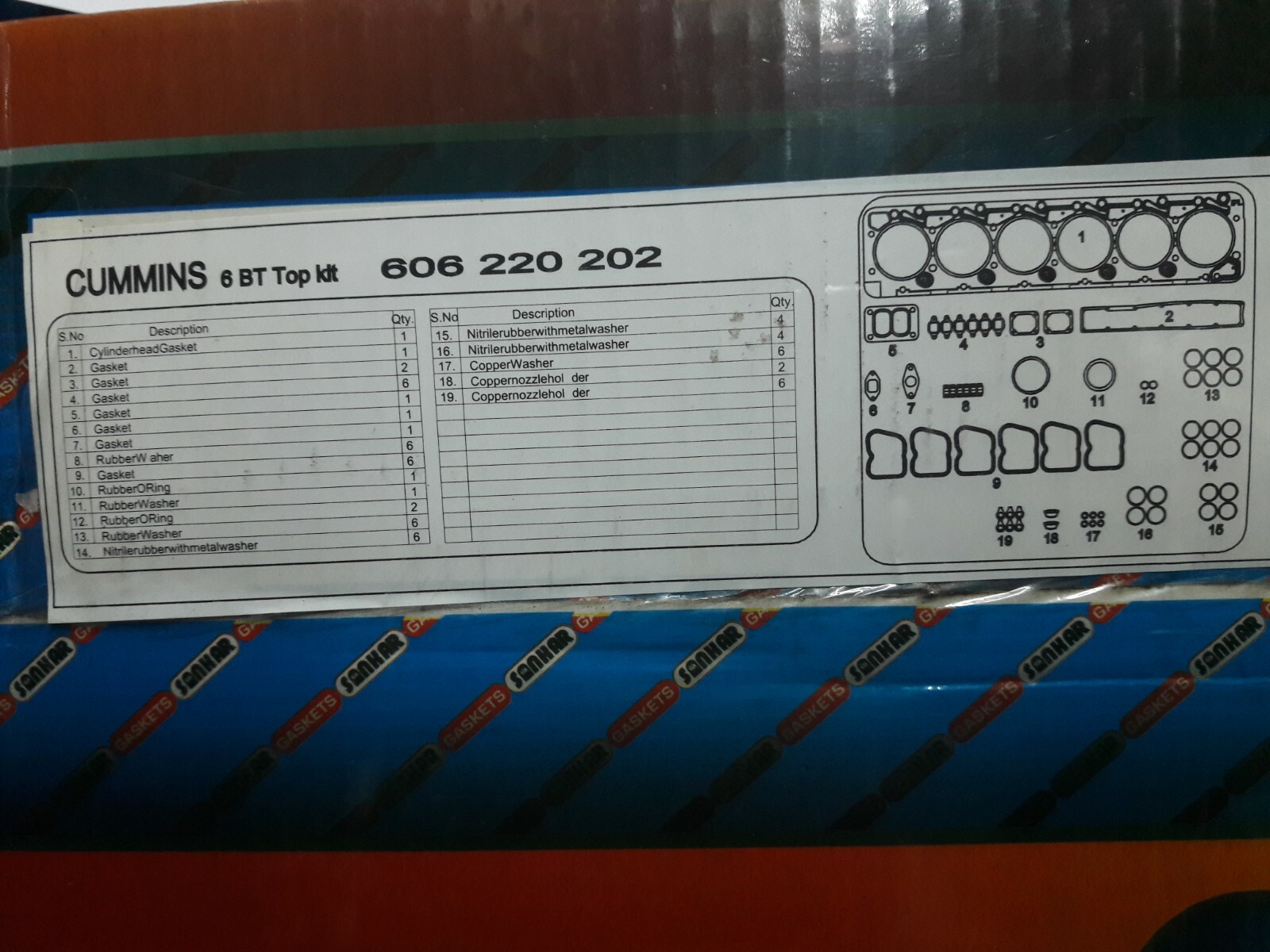 CUMMINS 6B 6BT 6BTA HEAD GASKET SET 3804897 3802363 3802243 3802226 ...