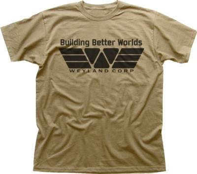 Alien Aliens Prometheus Weyland-Yutani cotton khaki zinc t-shirt ...