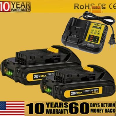 pack 20V For DeWALT Max Lithium Ion DCB201 DCB203 DCB207 Battery ...