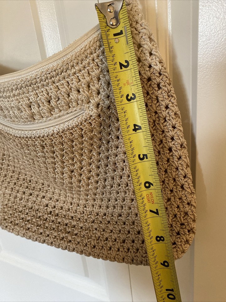 The SAK Two Tone Beige Tan Crochet Hobo Boho Shoulder Bag Purse Handbag ...