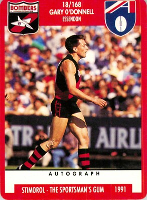 1991 ESSENDON BOMBERS AFL Card GARY O'DONNELL Scanlens | eBay Australia