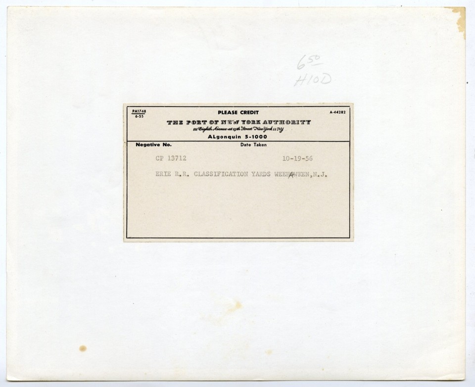 Vintage 1956 Erie RR Classification Yards Weehawken New Jersey Train ...