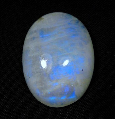 61.CT10x24x33MM NATURAL BLUE FIRE RAINBOW MOONSTONE OVAL CABOCHON ...