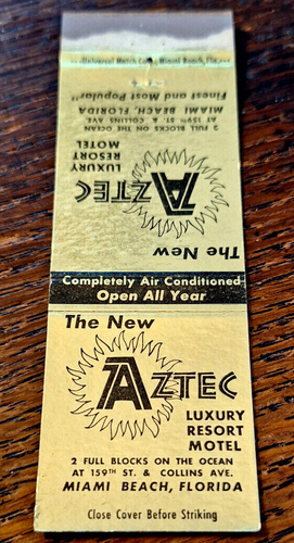 Vintage Matchbook: Aztec Luxury Resort Motel, Miami Beach, FL | eBay