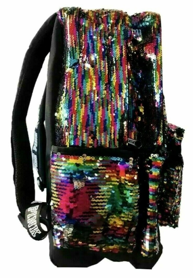 Victoria's Secret Pink Bling Campus Backpack Iridescent or Rainbow Gold ...