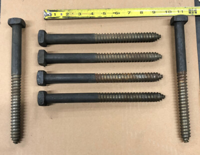 3/4” X 9” Square Head Lag Bolts Plain Steel Screws Rustic Antique 6pc ...