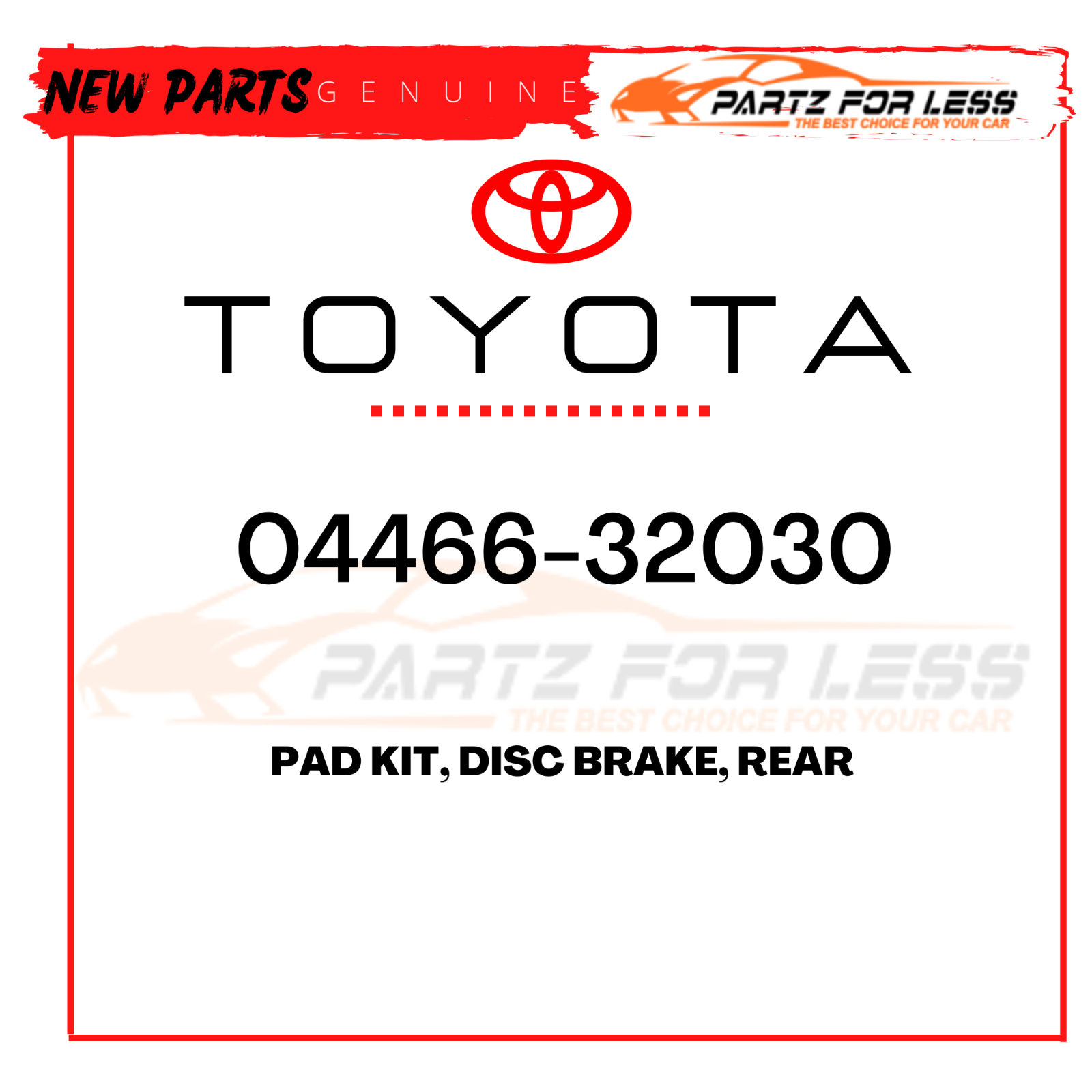04466-32030 TOYOTA GENUINE PAD KIT, DISC BRAKE, REAR 0446632030 NEW OEM ...