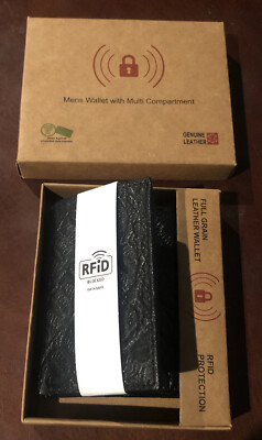 NEWAG Men’s Trifold Full Grain Leather Wallet RFID Blocked Datasafe ...