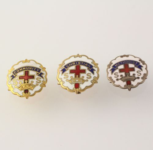 Methodist & Christian Sunday School Set of 3 Pins - Gold Toned Church ...