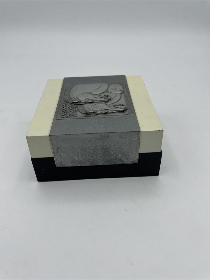 Vintage Hickok Made in USA Valet Trinket Box Black Gold Horses | eBay