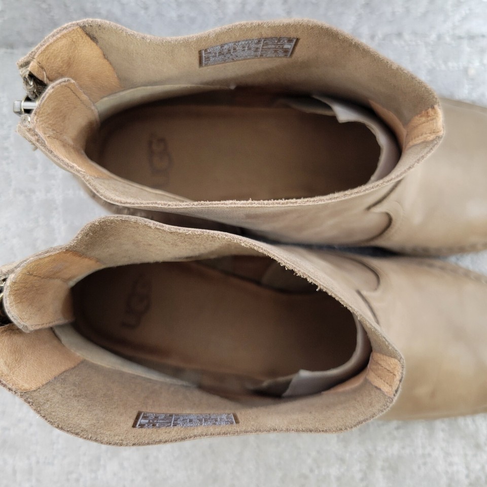 Ugg Bandara Women's Size US 9 Sahara Leather Brown Back Zip Ankle ...
