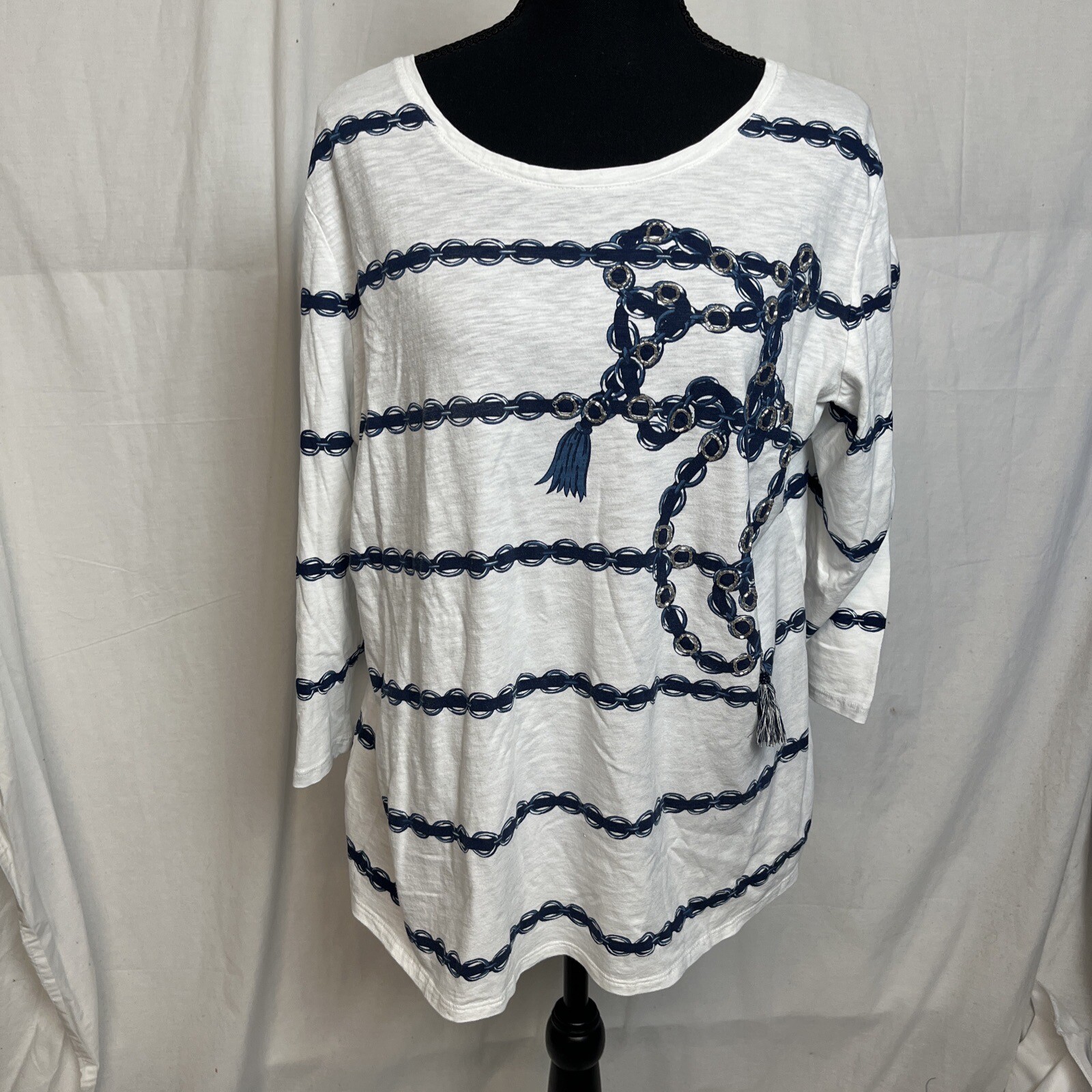 Zenergy by Chico's Women's Nautical Tunic Top 3/4 Sleeves Size 3 (16 ...