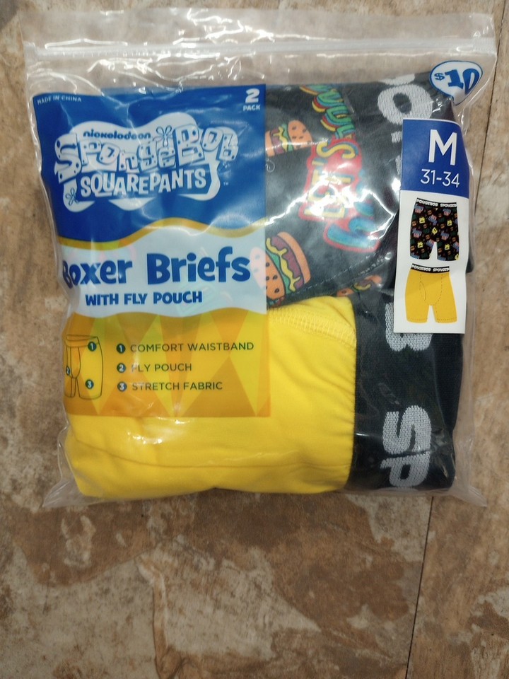 SpongeBoB SquarePants Boxer Briefs 4Pk w Fly Pouch - Medium 31 - 34 ...
