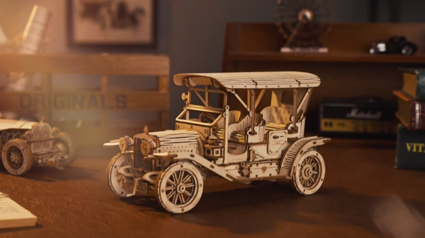 ROKR Vintage Car Model Mechanical Wooden 3D Puzzle Self Assembly Kit Xmas Gifts | eBay