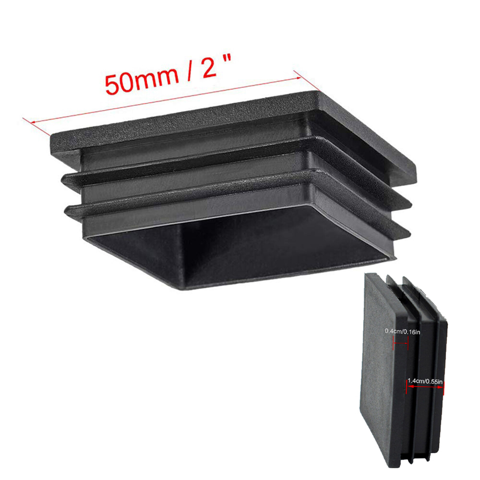 2" Inch Square Tube End Plug Post Cap Fence Post Chair Glide Insert 4/8 ...