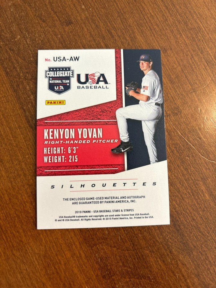 Kenyon Yovan 2019 USA Baseball Stars Game Jersey Gold Ink Auto AW ...